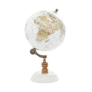 deco 79 marble globe, 7" x 7" x 11", white