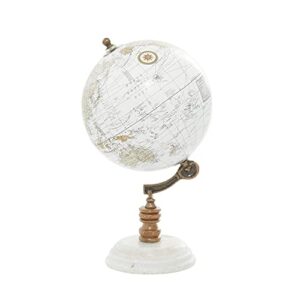 Deco 79 Marble Globe, 7" x 7" x 11", White