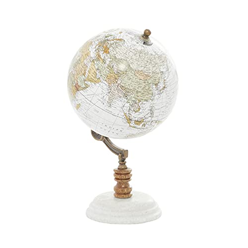 Deco 79 Marble Globe, 7" x 7" x 11", White