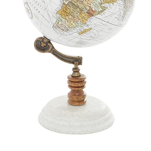 Deco 79 Marble Globe, 7" x 7" x 11", White