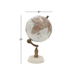 Deco 79 Marble Globe, 7" x 7" x 11", White