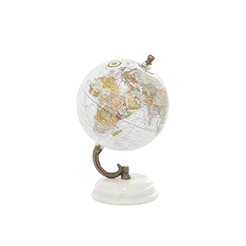 Deco 79 Marble Globe, 5" x 5" x 8", White