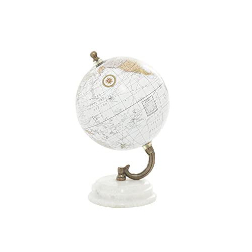 Deco 79 Marble Globe, 5" x 5" x 8", White