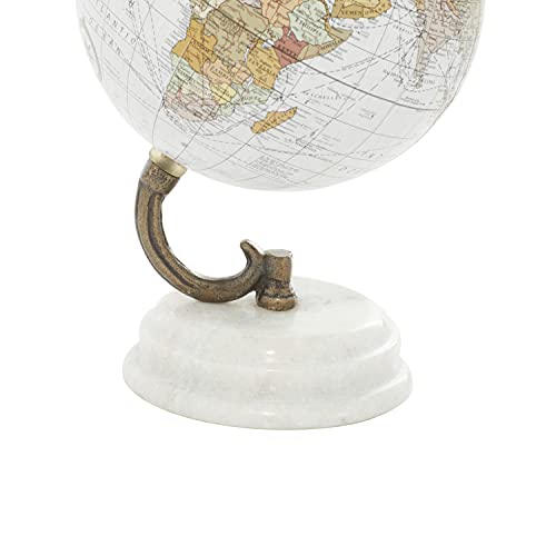 Deco 79 Marble Globe, 5" x 5" x 8", White