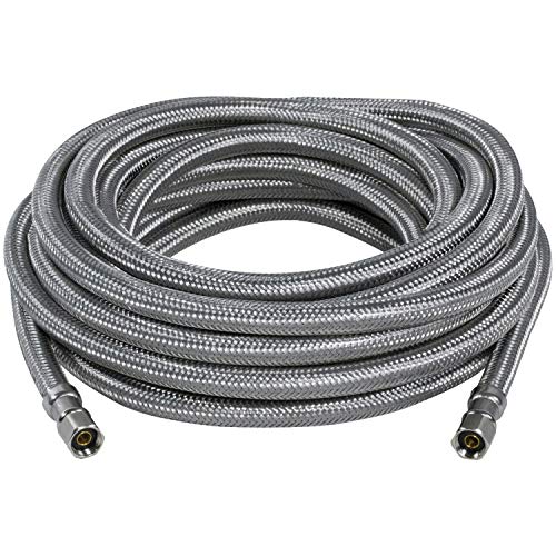 Certified Appliance Accessories Ice Maker Water Line, 25 Feet, PVC Core with Premium Braided Stainless Steel