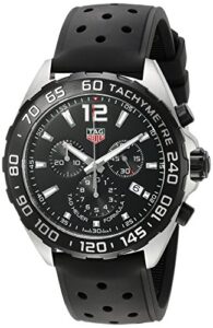 tag heuer men's 'formula 1' swiss quartz stainless steel and rubber dress watch, color:black (model: caz1010.ft8024)