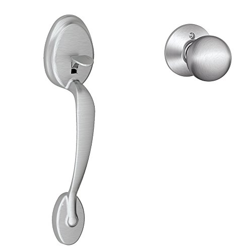 SCHLAGE Scht9|#Schlage FE285 PLY 626 ORB Plymouth Trim Lower Half Front Entry Handleset with Orbit Knob, Satin Chrome