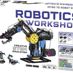 Thames & Kosmos Robotics Workshop Model Building & Science Experiment Kit | Build & Program 10 Robots with Ultrasonic Sensors | Program & Control with App for iOS & Android