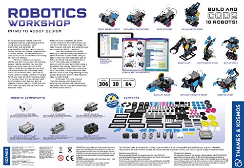 Thames & Kosmos Robotics Workshop Model Building & Science Experiment Kit | Build & Program 10 Robots with Ultrasonic Sensors | Program & Control with App for iOS & Android