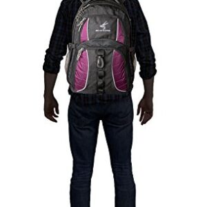 Exos Backpack, (laptop, travel, academics or business) Urban Commuter (Black with Purple Trim)