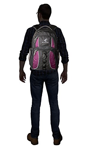 Exos Backpack, (laptop, travel, academics or business) Urban Commuter (Black with Purple Trim)