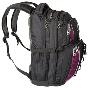 Exos Backpack, (laptop, travel, academics or business) Urban Commuter (Black with Purple Trim)