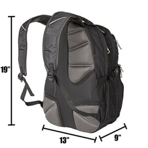 Exos Backpack, (laptop, travel, academics or business) Urban Commuter (Black with Purple Trim)