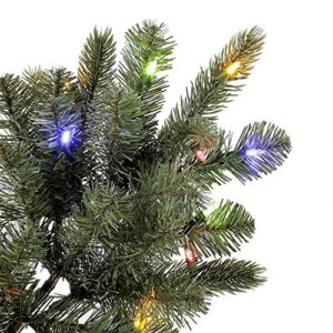 Evergreen Classics 6.5 ft Pre-Lit Vermont Spruce Quick Set Artificial Christmas Tree, Remote-Controlled Color-Changing LED Lights