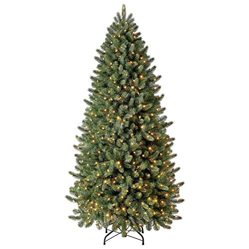 Evergreen Classics 6.5 ft Pre-Lit Vermont Spruce Quick Set Artificial Christmas Tree, Remote-Controlled Color-Changing LED Lights