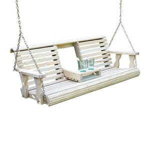 porchgate amish heavy duty 800 lb rollback console treated porch swing with hanging chains (unfinished)