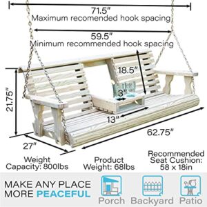 Porchgate Amish Heavy Duty 800 Lb Rollback Console Treated Porch Swing with Hanging Chains (Unfinished)