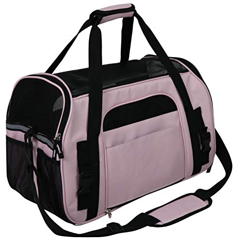 EliteField Soft Sided Pet Carrier (3 Year Warranty, Airline Approved), Multiple Sizes and Colors Available (Large: 19" L x 10" W x 13" H, Pink)