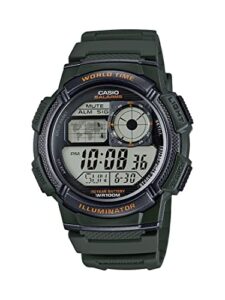 casio men's '10-year battery' quartz resin watch, color:green (model: ae1000w-3av)