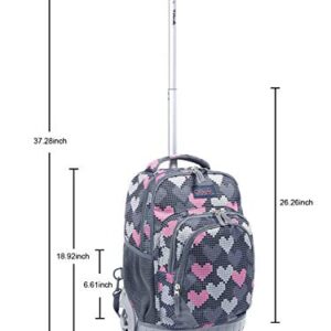 Tilami Kids Rolling Backpack 18 inch Boys and Girls Laptop Backpack, Falling Love