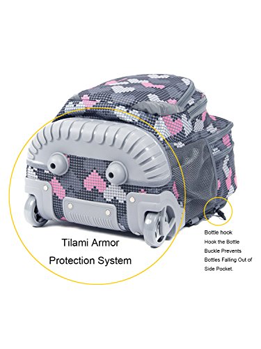 Tilami Kids Rolling Backpack 18 inch Boys and Girls Laptop Backpack, Falling Love