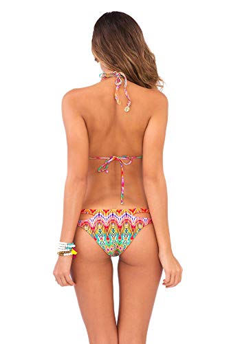 Luli Fama Women's Sun Kissed Laughter Reversible Zig-Zag Open-Side Bikini Bottom, Multi, Medium