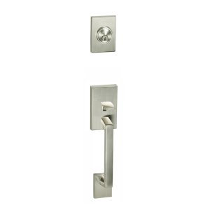 better home products tiburon front door handleset | exterior door handleset for right and left handed door - entry handleset satin nickel