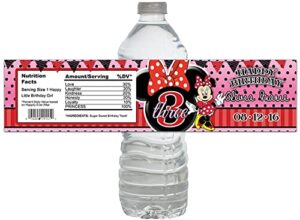 10 red and black polka dot 3rd birthday party water bottle labels peel-n-stick inspired by minnie