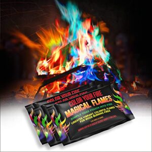 magical flames fire color changing packets - fire pit, campfires, outdoor fireplaces - hue-changing cosmic flame powder - color fire camping accessories for kids & adults - 50 pack