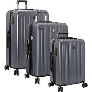 delsey paris titanium hardside expandable luggage with spinner wheels, graphite, 3-piece set (19/25/29)