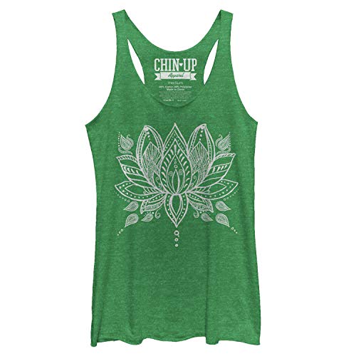 Chin-Up womens Henna Lotus Top Shirt, Green Henna Lotus, Medium US