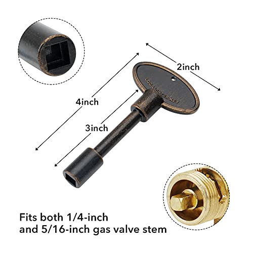 Stanbroil Universal 3-Inch Gas Valve Key Fits 1/4" and 5/16" Turn Ball Valve for Gas Fire Pits and Fireplaces, Antique Copper