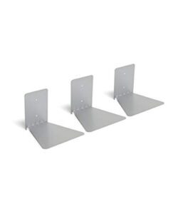 umbra conceal floating bookshelf, large, silver, set of 3