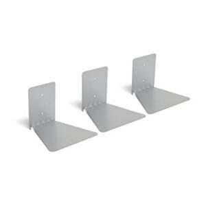 Umbra Conceal Floating Bookshelf, Large, Silver, Set of 3