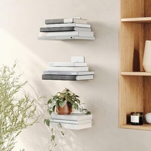 Umbra Conceal Floating Bookshelf, Large, Silver, Set of 3