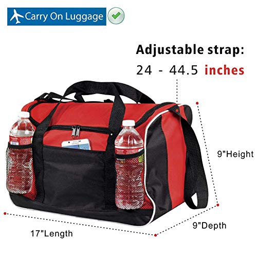 Duffle Bag, 17" BuyAgain Small Travel Carry On Sport Duffel Gym Bag For Men Women Red