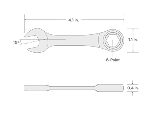 TEKTON 1/2 Inch Stubby Ratcheting Combination Wrench | WRN50010