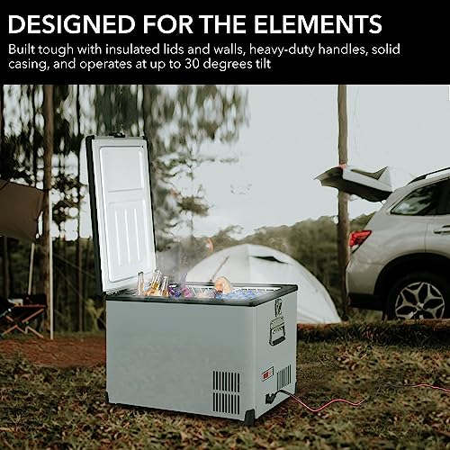 FM-452SG 45 Quart Slimfit Portable Refrigerator, AC 115V/ DC 12V Real Freezer for Car, Home, Camping, RV-8°F to 50°F, Charcoal, Gray