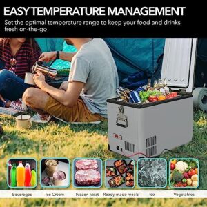 FM-452SG 45 Quart Slimfit Portable Refrigerator, AC 115V/ DC 12V Real Freezer for Car, Home, Camping, RV-8°F to 50°F, Charcoal, Gray