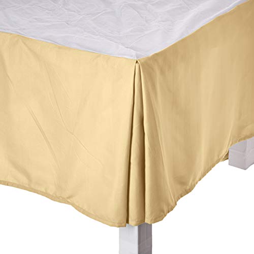 Elegant Comfort Luxury 1500 Thread Count Wrinkle Resistant Egyptian Weave Quality Stripe Bed Skirt/Dust Ruffle - Pleated Tailored 14inch Drop, California King, Gold