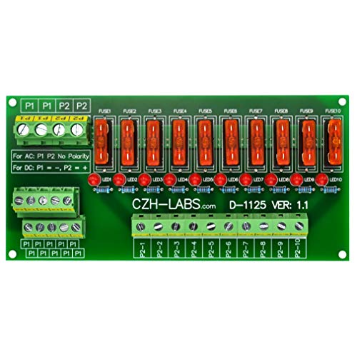 Electronics-Salon Panel Mount 10 Position Power Distribution Fuse Module Board, for AC/DC 5~32V