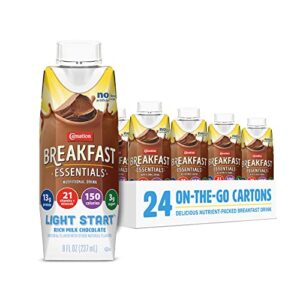 carnation breakfast essentials light start ready-to-drink, rich milk chocolate, 8 fl oz carton (pack of 24) (packaging may vary)