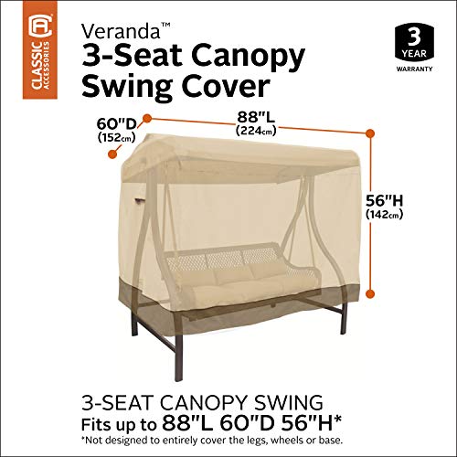 Classic Accessories Veranda Water-Resistant 88 Inch Canopy Swing Cover, Patio Furniture Covers