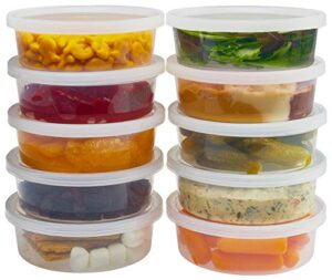 durahome - deli containers with lids 8 oz. leakproof - 40 pack plastic microwavable clear food storage container/slime premium heavy-duty quality, freezer & dishwasher safe