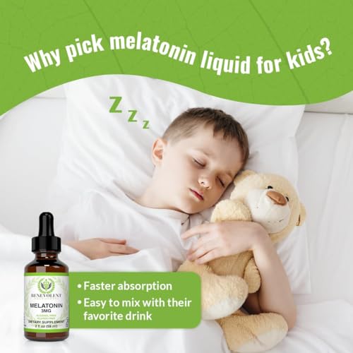 Liquid Melatonin for Kids and Adults 3mg - Natural Sleep Aid Drops, Berry Vanilla Flavor, Made in USA. Tincture Helps Fall Asleep Faster, Stay Asleep Longer. Children Friendly. Non-GMO. No Fillers.