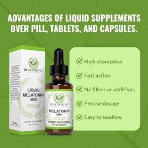 Liquid Melatonin for Kids and Adults 3mg - Natural Sleep Aid Drops, Berry Vanilla Flavor, Made in USA. Tincture Helps Fall Asleep Faster, Stay Asleep Longer. Children Friendly. Non-GMO. No Fillers.