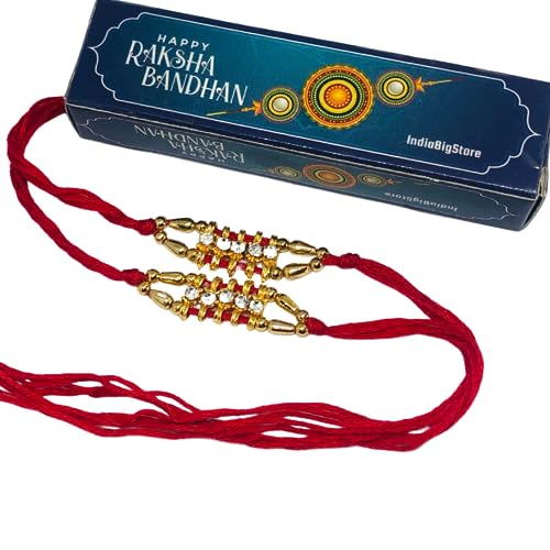 IndiaBigShop Set of Two Rakhi, 7 Stone Rakhi thread, Raksha bandhan Present for your Brother Vary Color and Multi Design