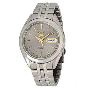 seiko 5 automatic mens watch grey × gold snkl19j1