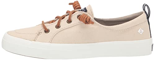 Sperry Womens Crest Vibe Linen Sneaker, Oat, 9