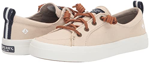 Sperry Womens Crest Vibe Linen Sneaker, Oat, 9